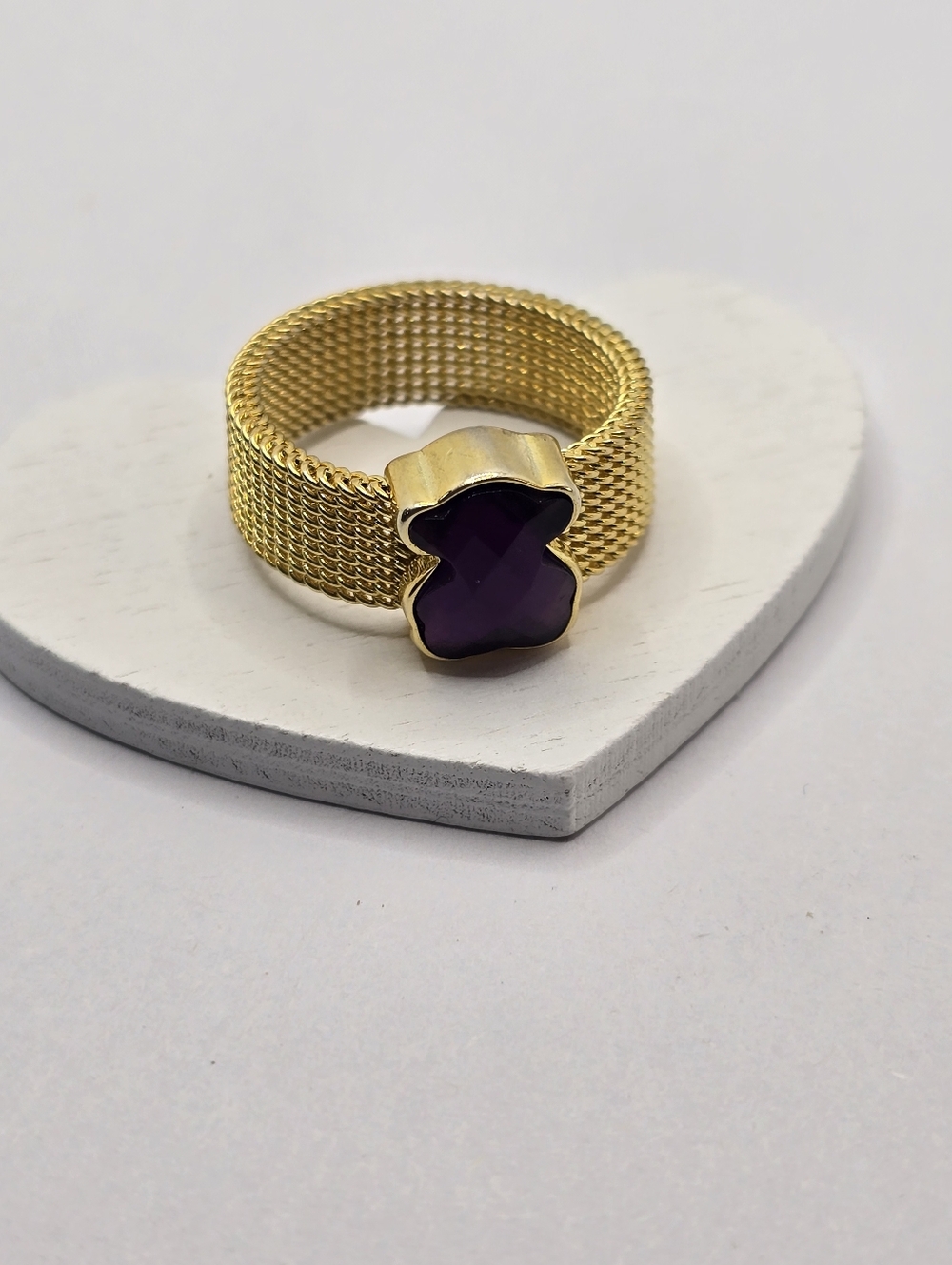 Tous | Jewelry | Tous Goldcolored Ip Steel Mesh Color Ring With ...